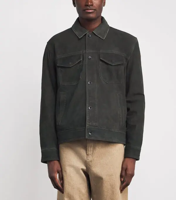 Rag & Bone Goat Suede Trucker Jacket - Black