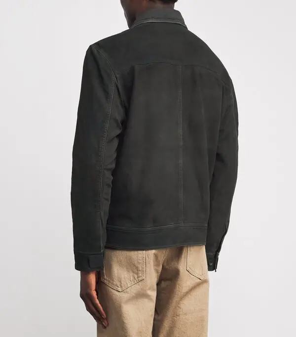 Rag & Bone Goat Suede Trucker Jacket - Black