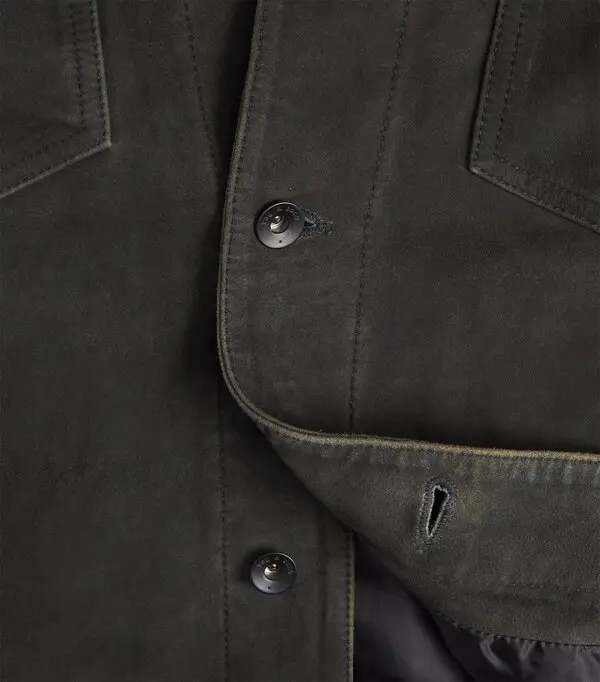 Rag & Bone Goat Suede Trucker Jacket - Black