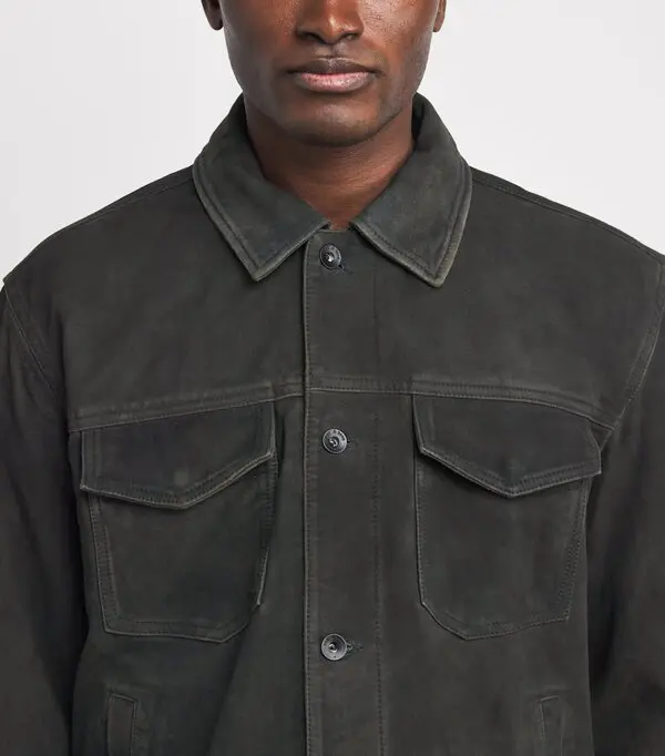 Rag & Bone Goat Suede Trucker Jacket - Black
