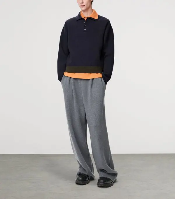 Loewe Wool-blend Polo Sweater - Navy