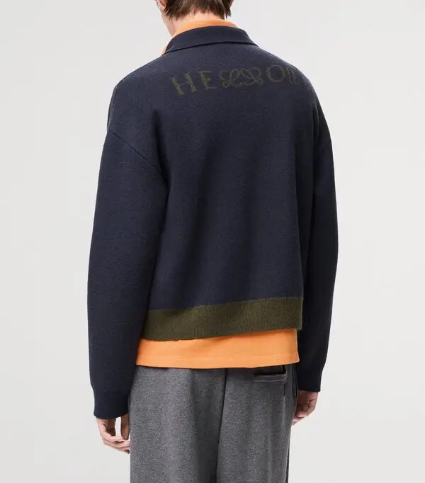 Loewe Wool-blend Polo Sweater - Navy
