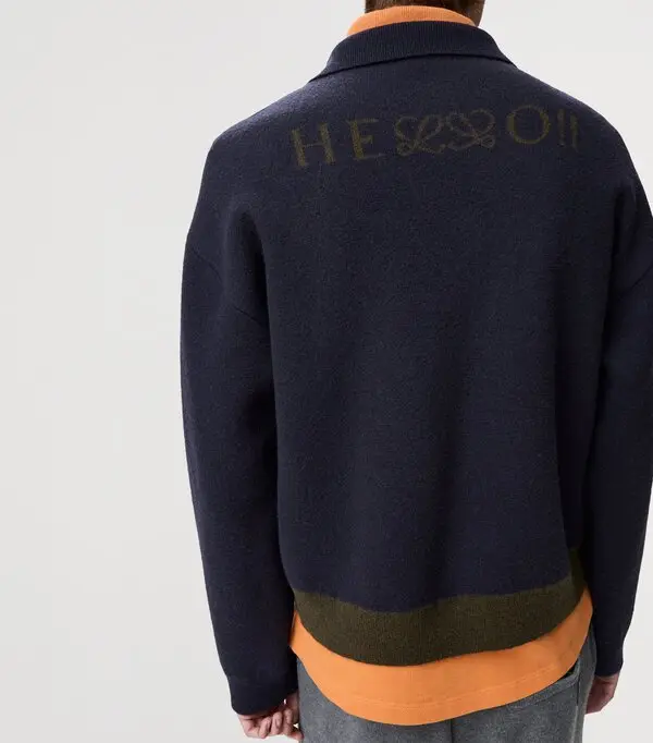 Loewe Wool-blend Polo Sweater - Navy