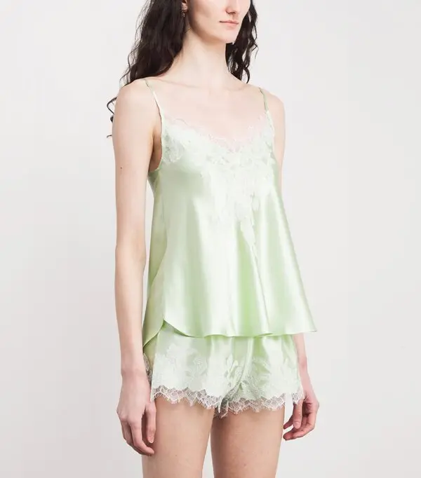 TORLOWEI Silk Cami Top With Lace Appliqués
