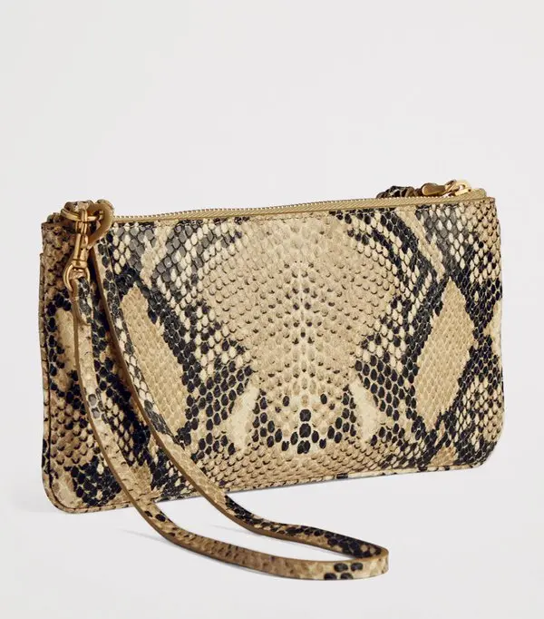 Balenciaga Calfskin Python-embossed Pouch