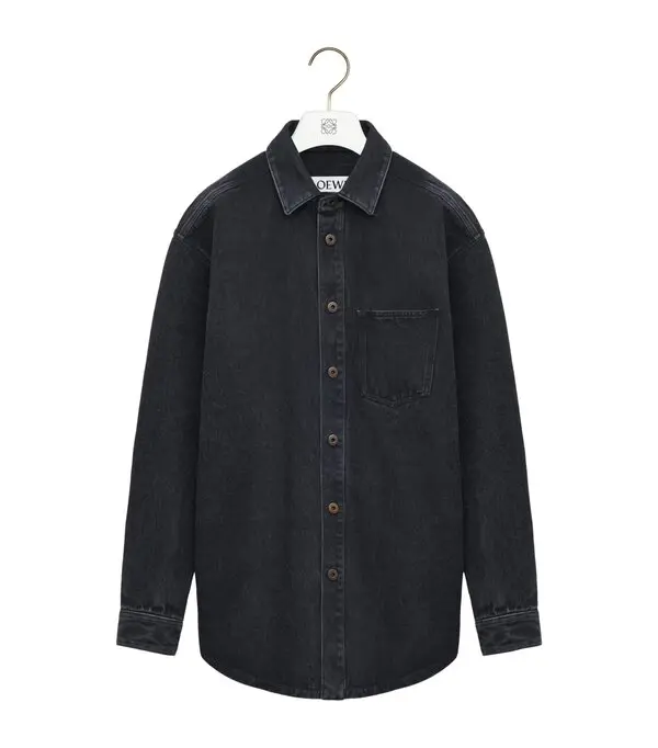 Loewe Anagram-patch Denim Overshirt - Black