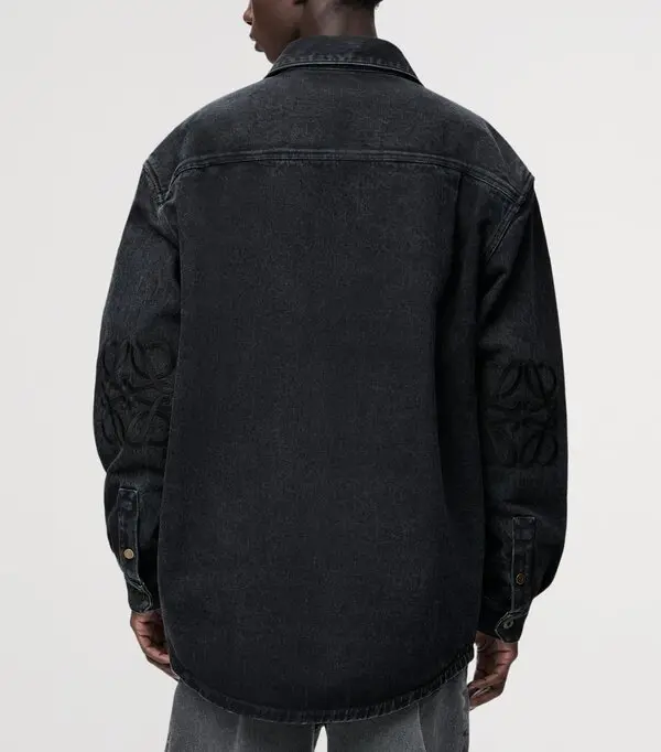 Loewe Anagram-patch Denim Overshirt - Black