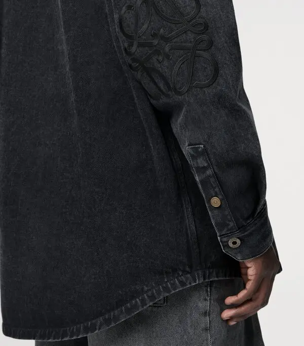 Loewe Anagram-patch Denim Overshirt - Black