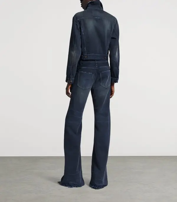 Balenciaga Distressed Curved Waist Jeans - Gold