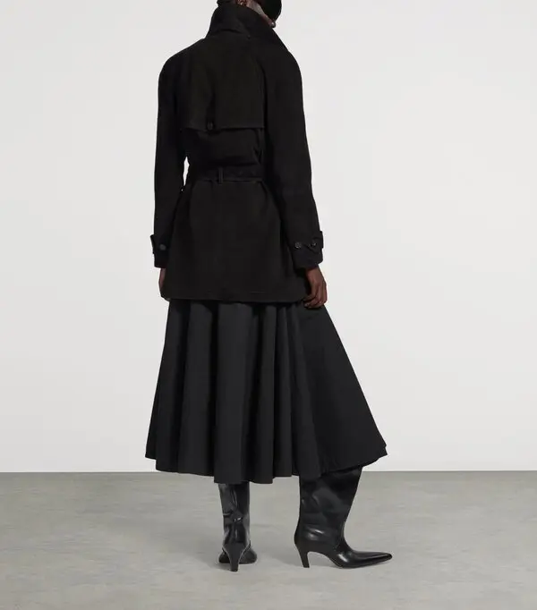 Balenciaga Lambskin Suede Short Trench Coat