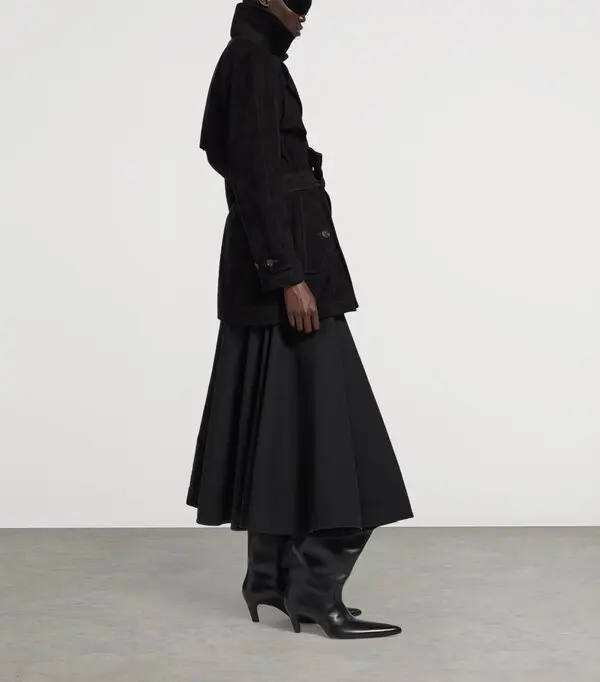 Balenciaga Lambskin Suede Short Trench Coat