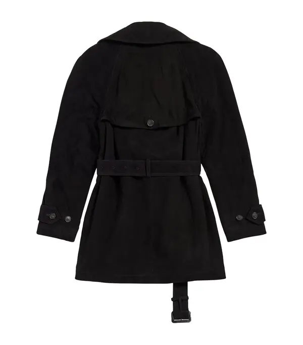 Balenciaga Lambskin Suede Short Trench Coat