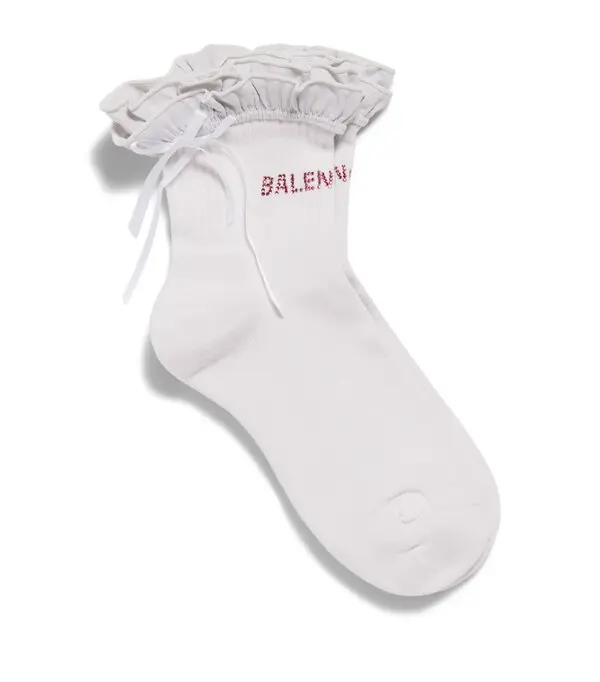 Balenciaga Ruffled Logo Socks - White
