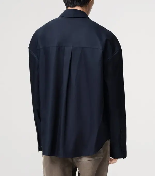 Loewe Cotton-blend Long-sleeve Anagram Shirt - Navy