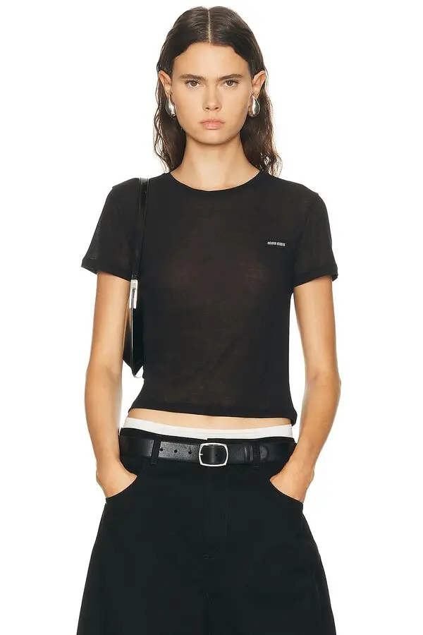 Miu Miu Costina Cropped Top - Nero