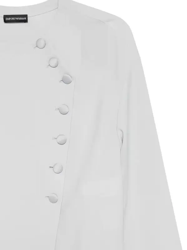 Emporio Armani Button-embellished Layered Hem Shirt - Grey