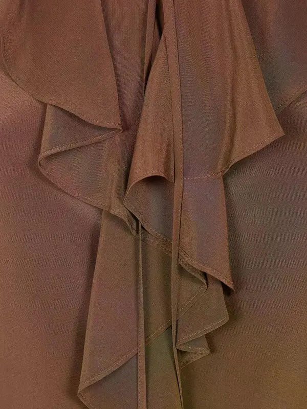Max Mara Ruffled Silk Blouse - Brown