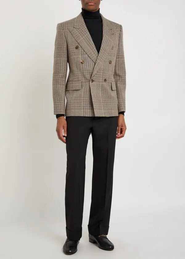 Valentino Garavani Houndstooth Double-breasted Wool Blazer