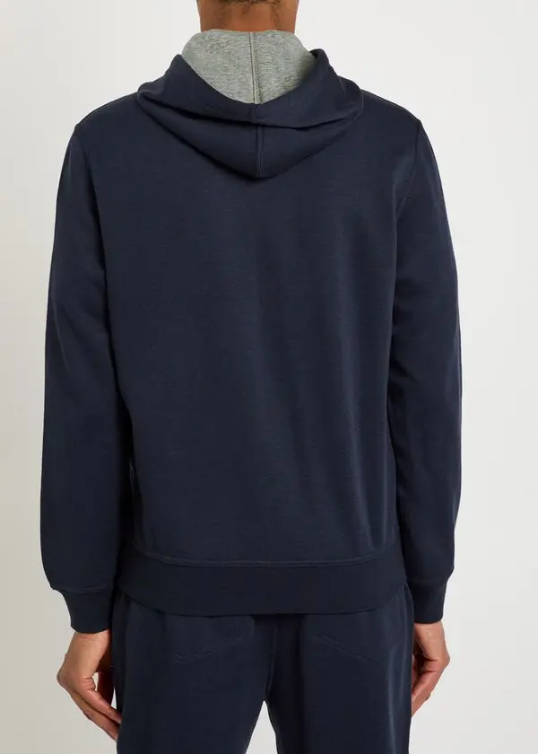 Brunello Cucinelli Hooded Cotton-blend Sweatshirt - Navy