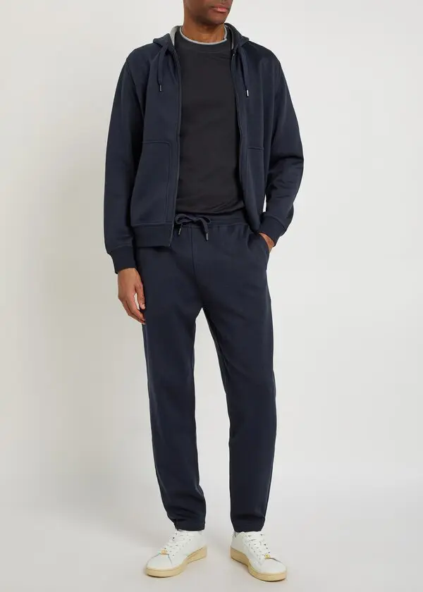 Brunello Cucinelli Hooded Cotton-blend Sweatshirt - Navy