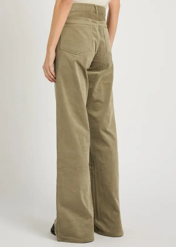 Paige Leenah Wide-leg Corduroy Trousers - Olive