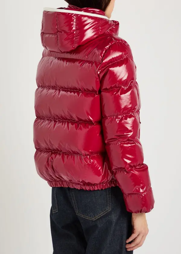 Moncler Andro Padded Hooded Glossed Shell Jacket - Plum