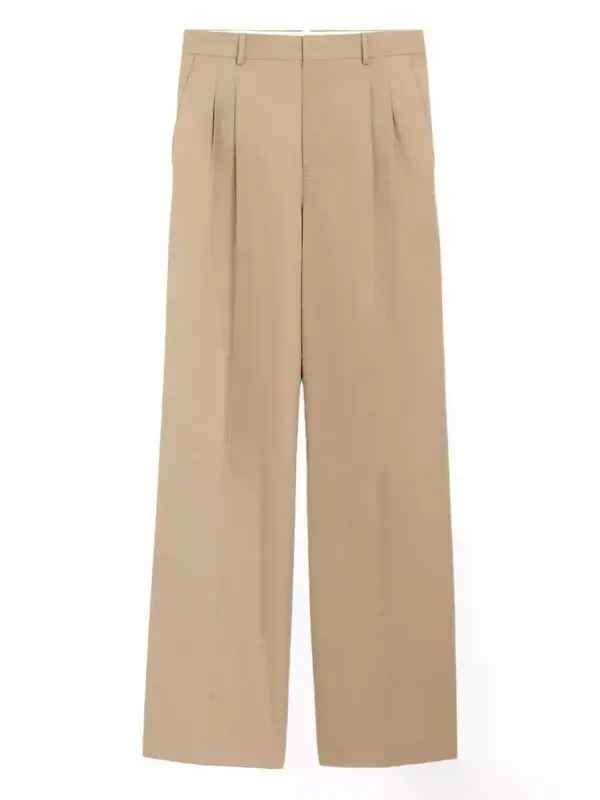 AMI Paris Pleated Wide-leg Wool Gabardine Trousers