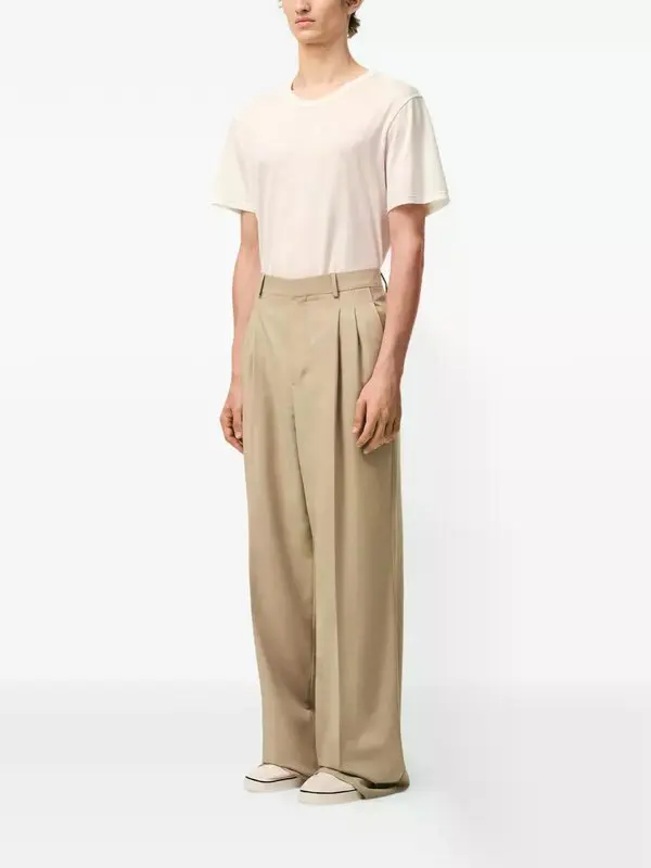 AMI Paris Pleated Wide-leg Wool Gabardine Trousers