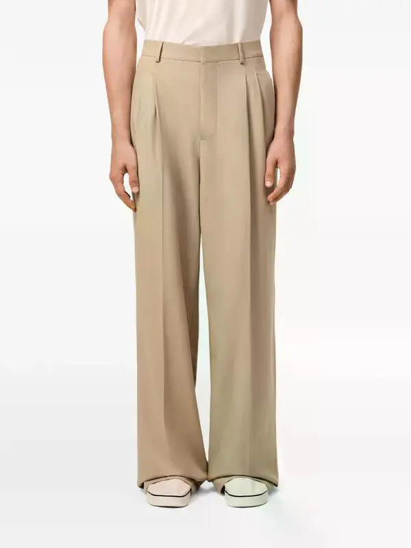 AMI Paris Pleated Wide-leg Wool Gabardine Trousers