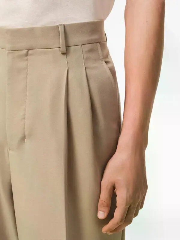 AMI Paris Pleated Wide-leg Wool Gabardine Trousers