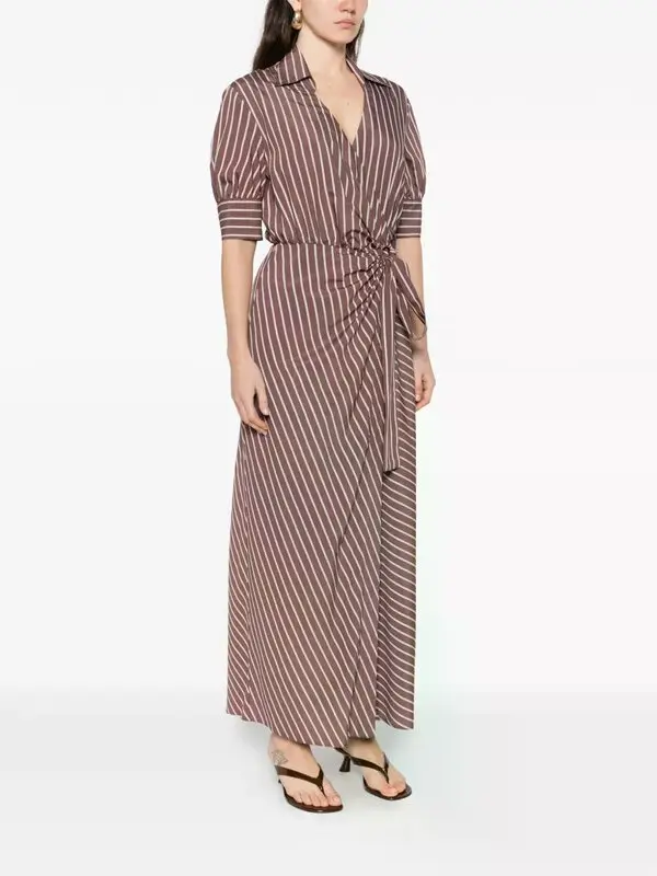 Pinko Striped Maxi Shirt Dress With Balloon Sleeves