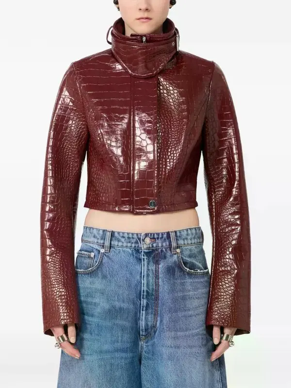 Sportmax Alligator-print Collar Jacket - Red