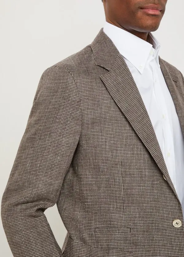 Brunello Cucinelli Houndstooth Linen Blazer