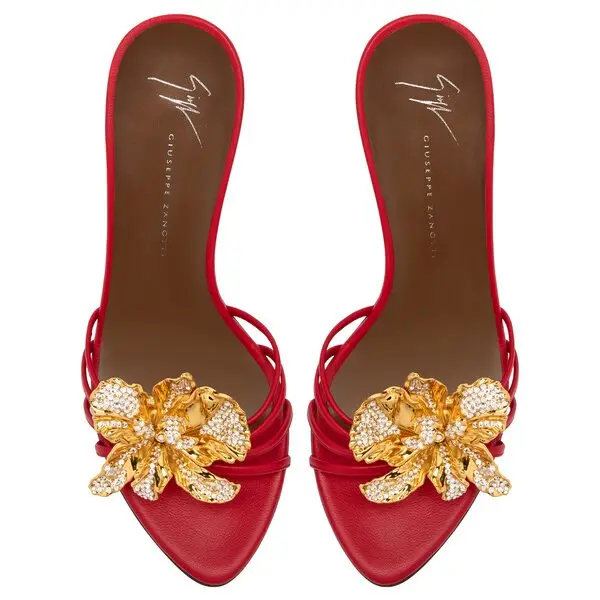 GIUSEPPE ZANOTTI Orchid Crystal Mule 90 - Red