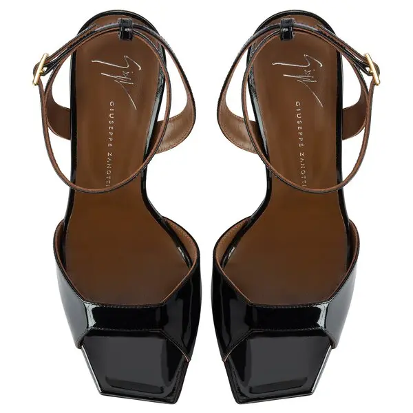 GIUSEPPE ZANOTTI Venice Strap 90 Patent Leather Sandals - Black