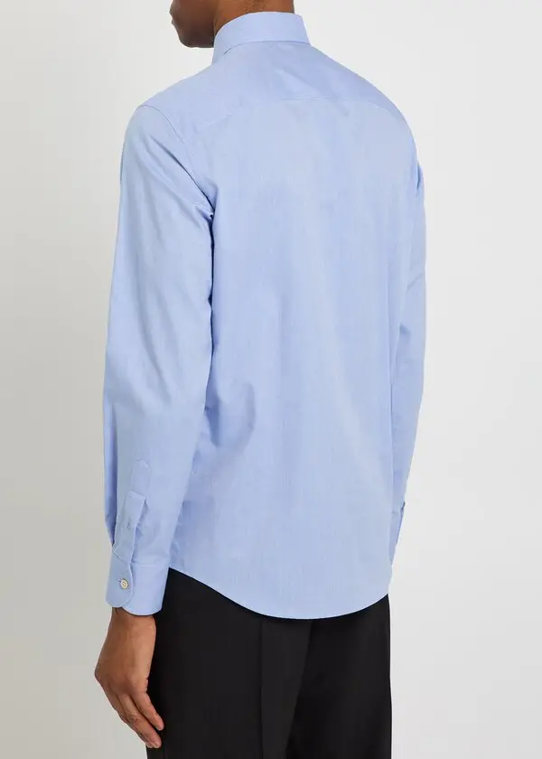 Valentino Garavani Logo-embroidered Cotton Oxford Shirt - Blue