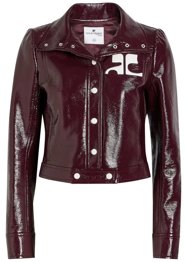 COURREGES Reedition Crinkled Vinyl Jacket - Burgundy