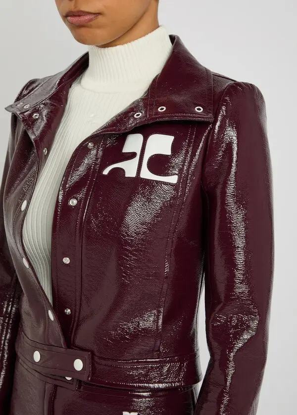 COURREGES Reedition Crinkled Vinyl Jacket - Burgundy