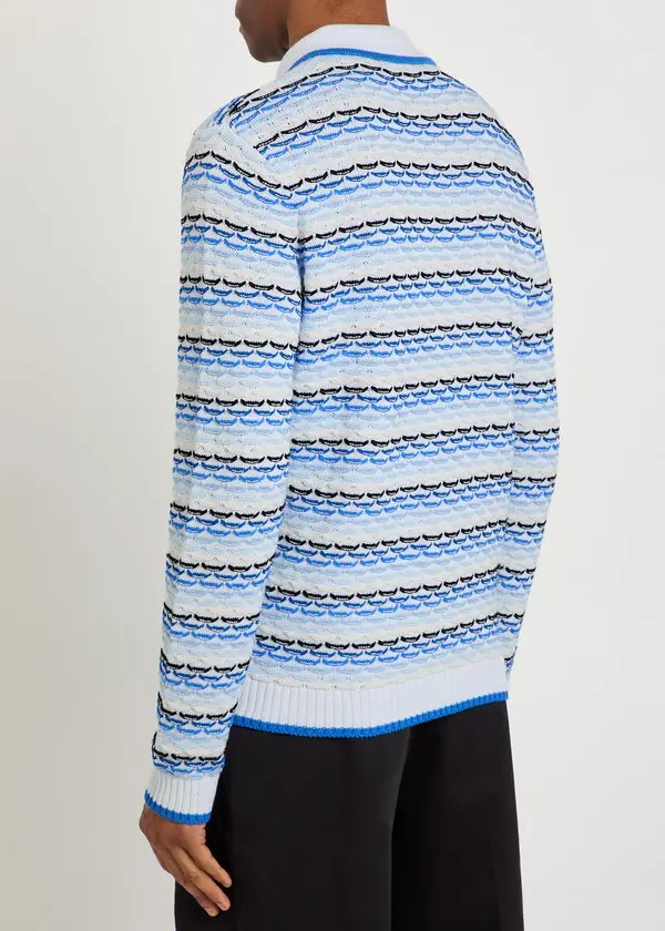 Casablanca Logo-appliquéd Patterned Cotton-knit Polo Jumper - Multicoloured 1