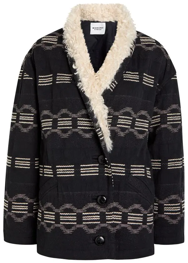 Isabel Marant Étoile Qayla Jacquard Cotton-blend Coat - Black