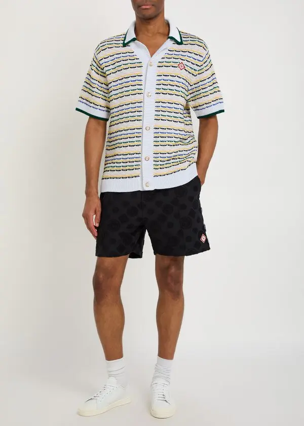 Casablanca Logo-appliquéd Patterned Cotton-knit Shirt - Multicoloured 1