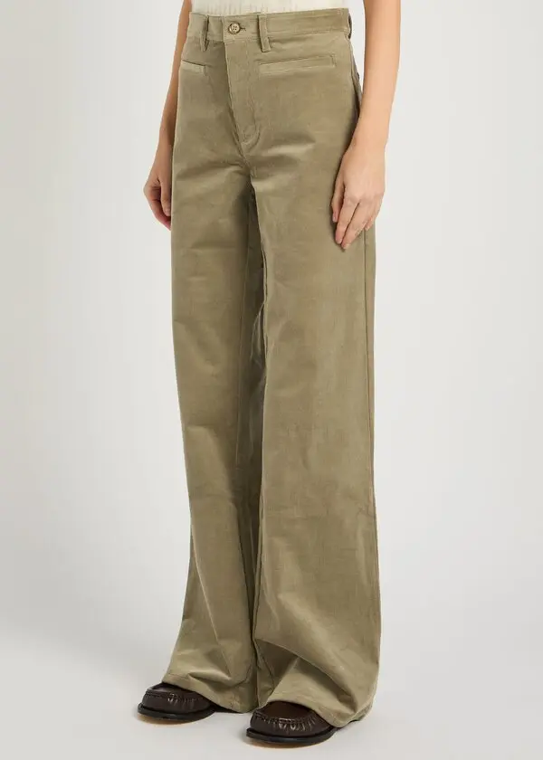 Paige Leenah Wide-leg Corduroy Trousers - Olive
