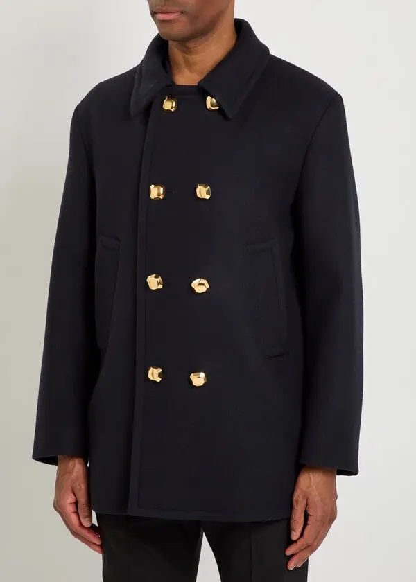 Valentino Garavani Double-breasted Wool Peacoat - Navy