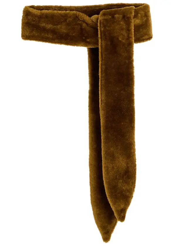 Nour Hammour Shearling Sash Belt - Brown