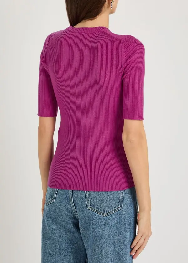 Chloé Logo-embroidered Ribbed Wool Top