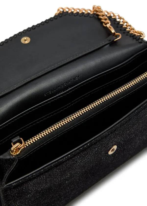 Stella McCartney Falabella Grained Faux Suede Wallet-on-chain - Black
