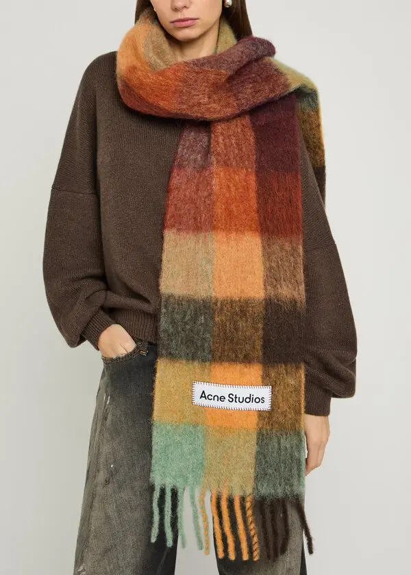 Acne Studios Vally Checked Wool-blend Scarf - Brown