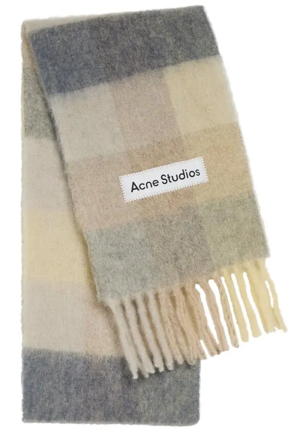 Acne Studios Vally Checked Wool-blend Scarf - White