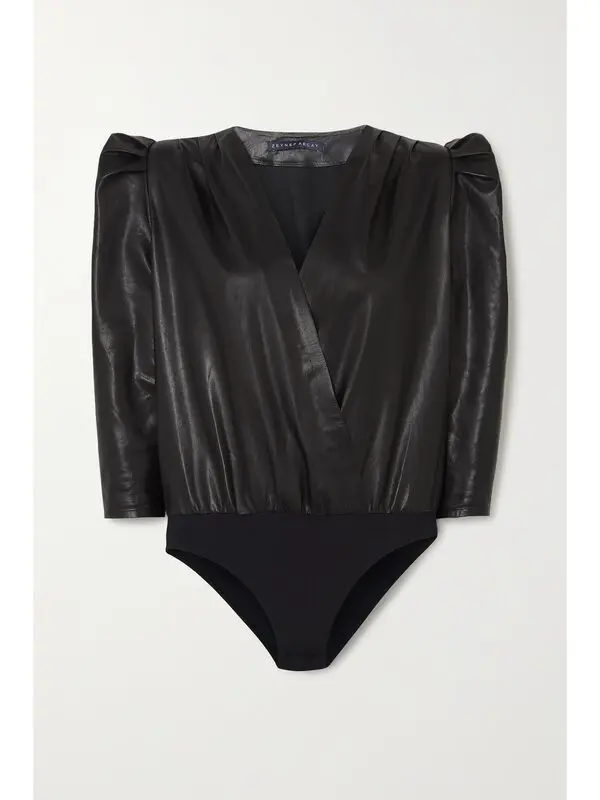Zeynep Arçay Wrap-effect Leather Bodysuit