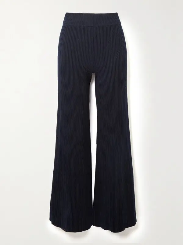 Chloé Ribbed Wool-blend Flared Pants